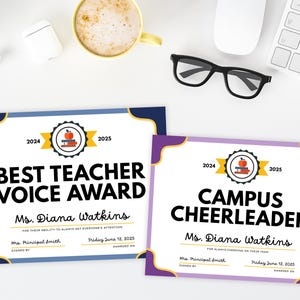 School Staff Awards Printable Canva Template | Fully Customizable Funny ...