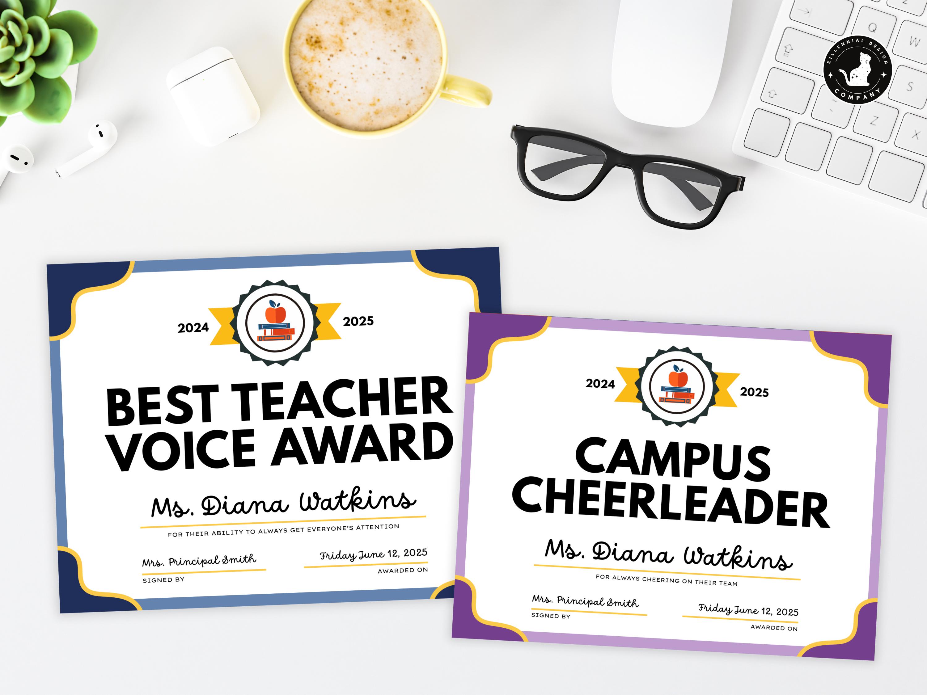 School Staff Awards Printable Canva Template | Fully Customizable Funny ...