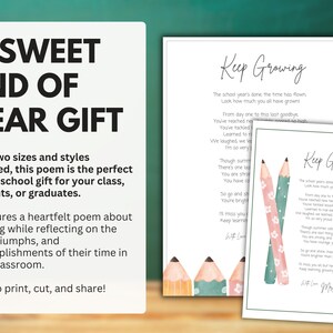 End of Year Poem Teacher Gift Canva Template | Printable End of School ...