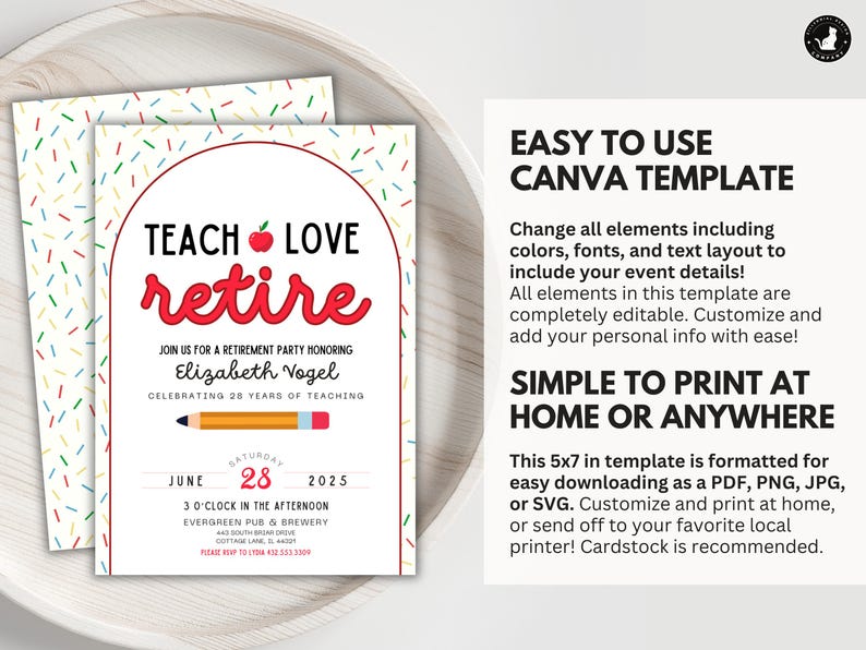 Teacher Retirement Invitation Canva Template | Teacher Retirement Party ...