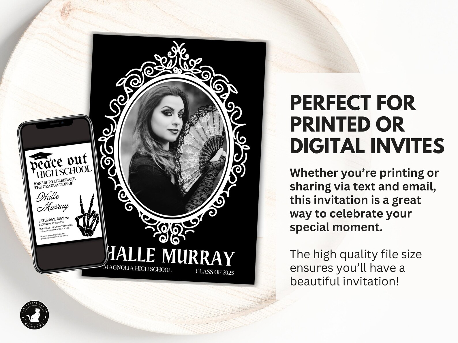 Goth Graduation Party Invitation Editable Canva Template | Class of ...