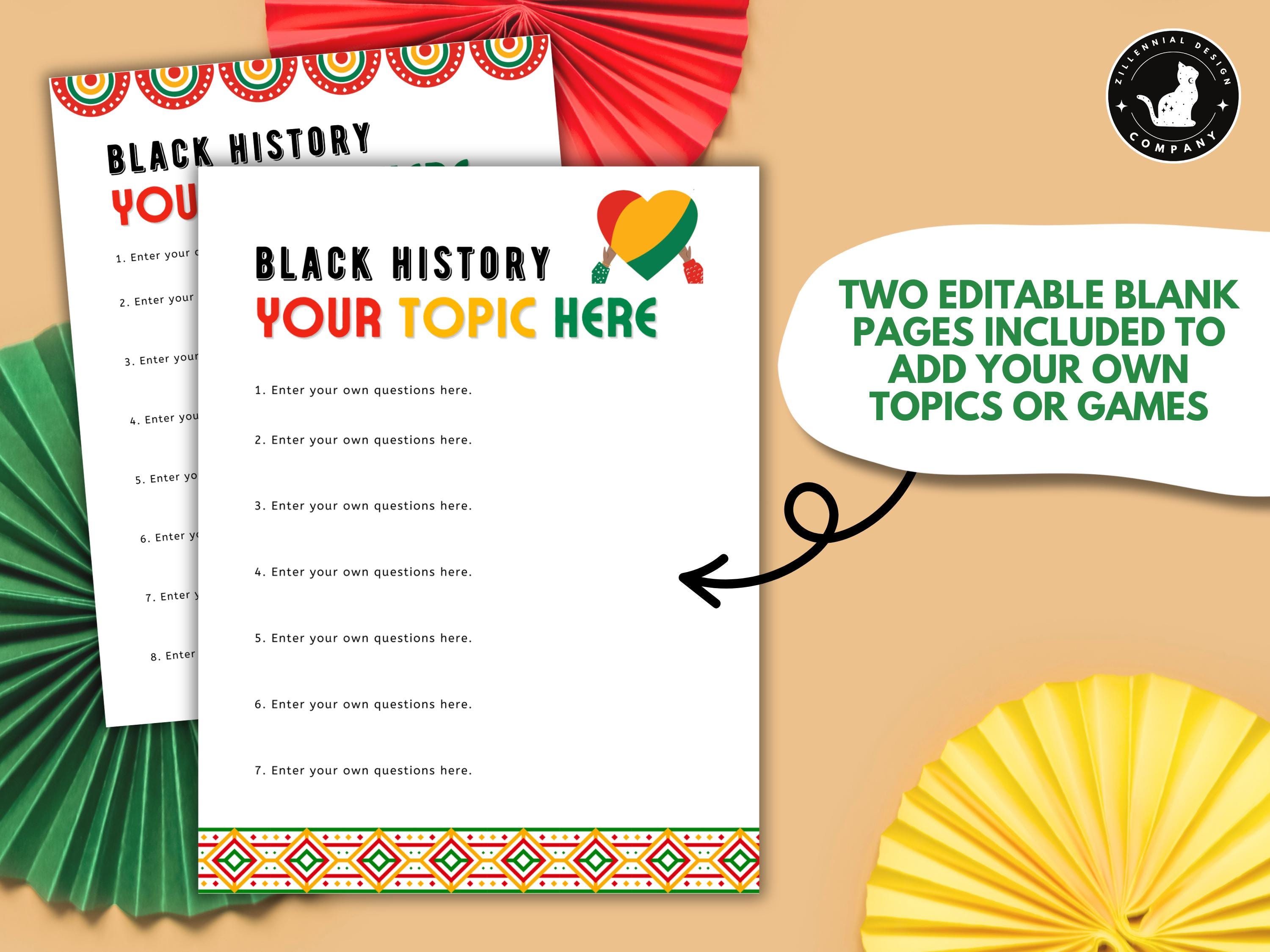 Black History Trivia Printable Game Bundle Guess the Song, Civil Rights ...