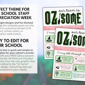 Wizard of Oz Teacher Appreciation Flyer & Gift Tags (canva Template) - Etsy