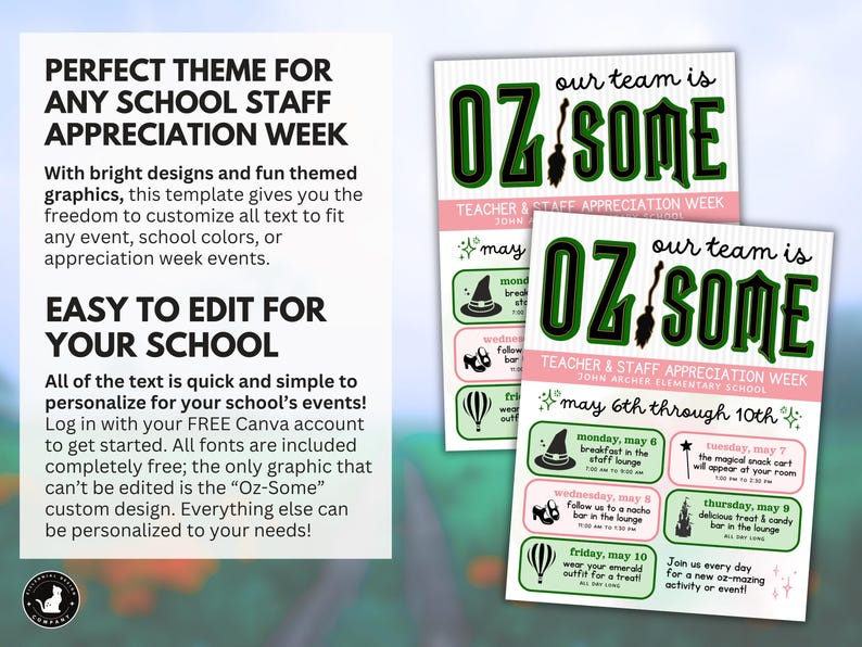 Wizard of Oz Teacher Appreciation Flyer & Gift Tags (canva Template) - Etsy