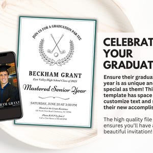 Golf Graduation Party Announcement Invitation 2025 Editable Canva ...