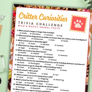 Weird Animal Facts Trivia Game With Answers: Printable Quiz Parties ...