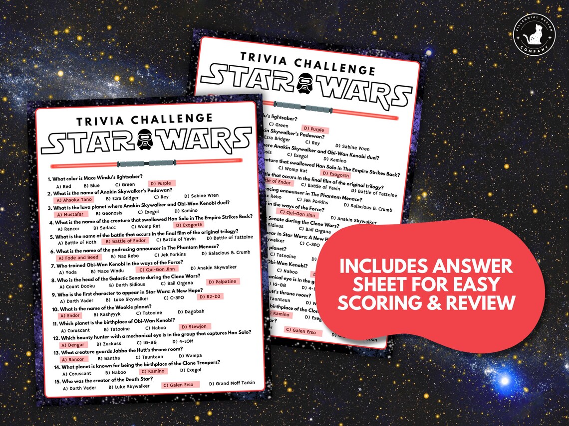 Star Wars Trivia Game With Answers: Printable Questions for May the ...