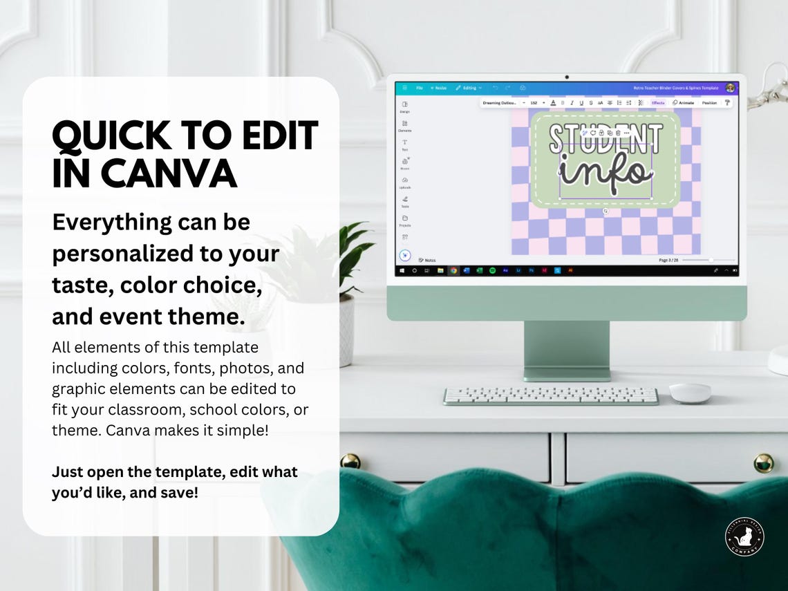 Teacher Binder Cover Canva Template Classroom Decor | Elementary ...