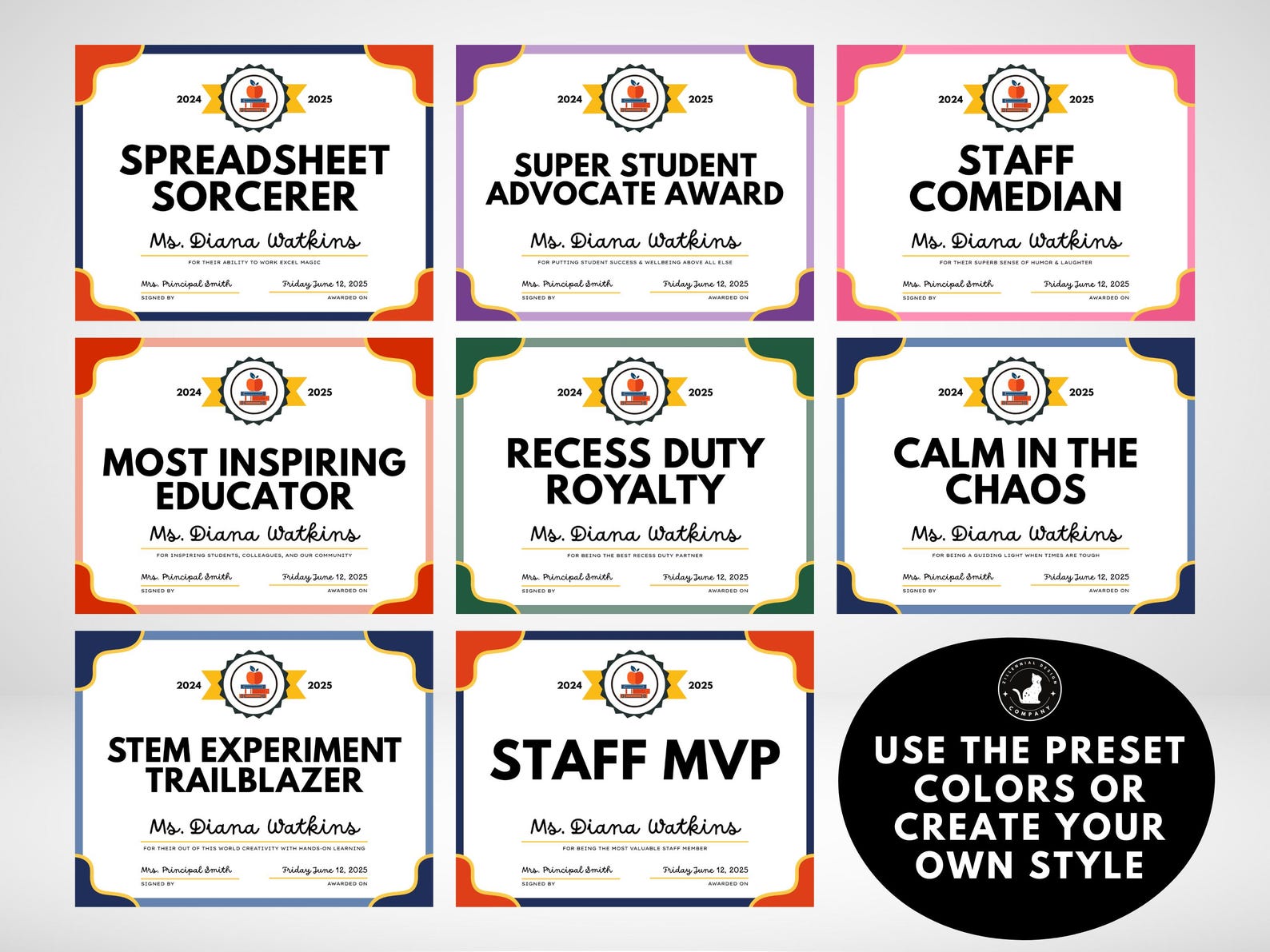 School Staff Awards Printable Canva Template | Fully Customizable Funny ...