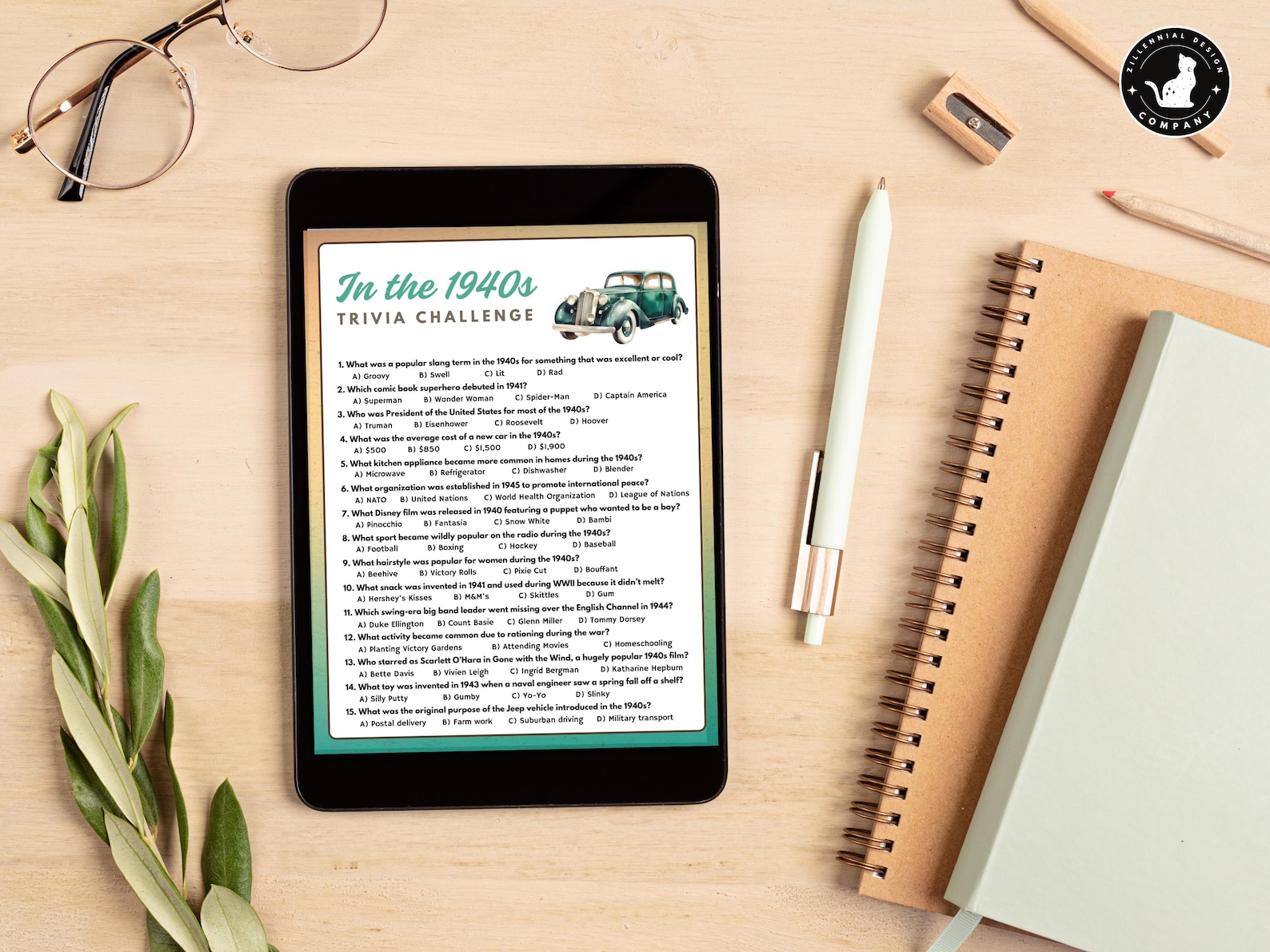 Printable 1940s Trivia Questions Game | Decades Trivia 1945 WWII Fun AP ...