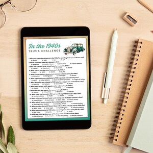 Printable 1940s Trivia Questions Game | Decades Trivia 1945 WWII Fun AP ...