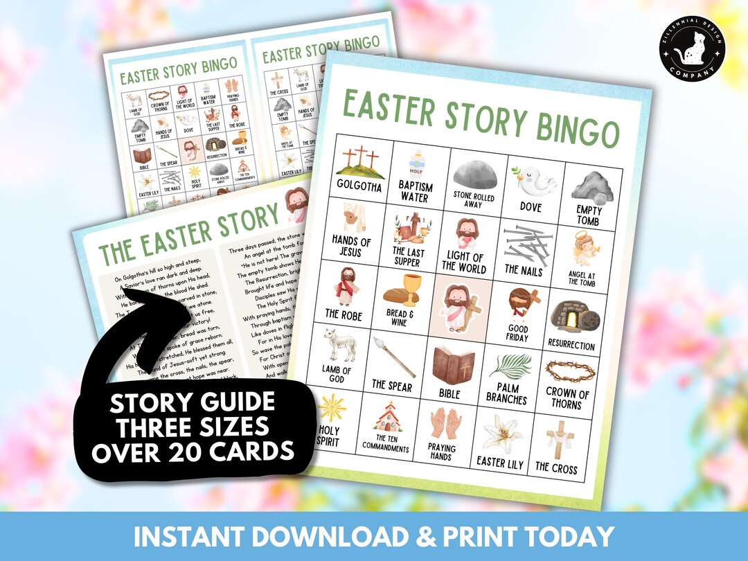 Easter Bingo Religious Resurrection Bingo Printable Easter Games ...