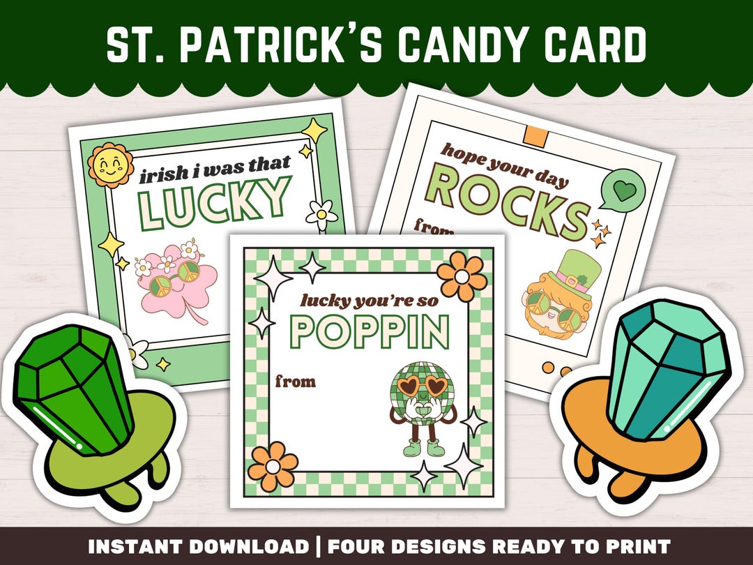 St Patricks Day Printable Candy Treat Bags | Irish Ring Pop Candy ...