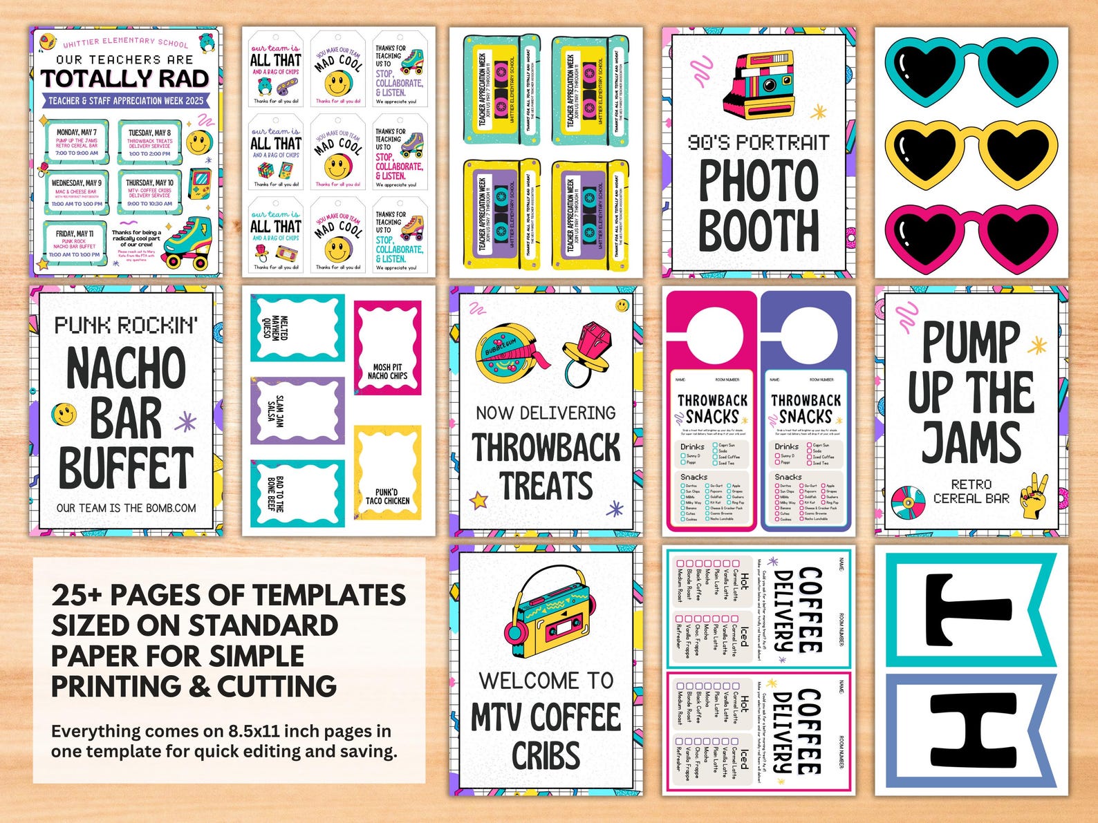 90s Theme Teacher Appreciation Week Bundle: Retro Throwback Totally Rad ...