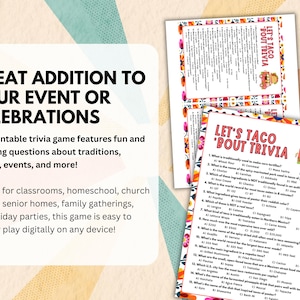 Taco Trivia Game With Answers: Fiesta Party Fun Cinco De Mayo Trivia ...