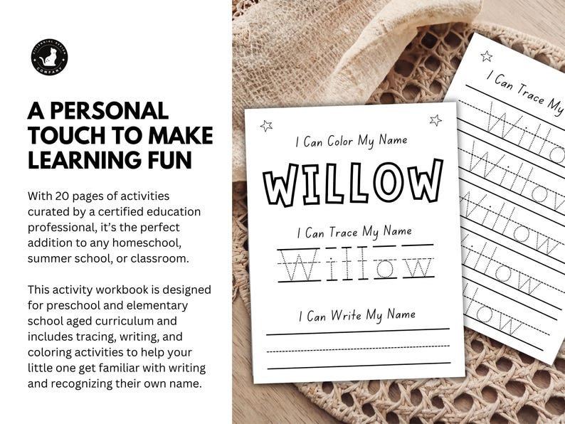 Personalized Name Tracing Workbook: Preschool Learning Activity Toddler ...