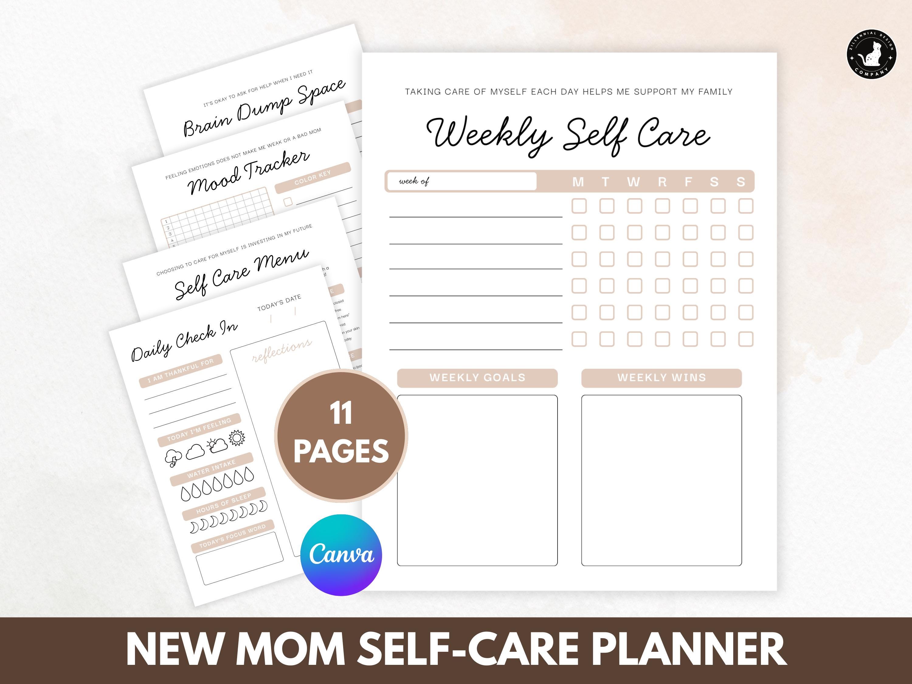 New Mom Selfcare Planner Checklist Journal Printable Digital Planner ...