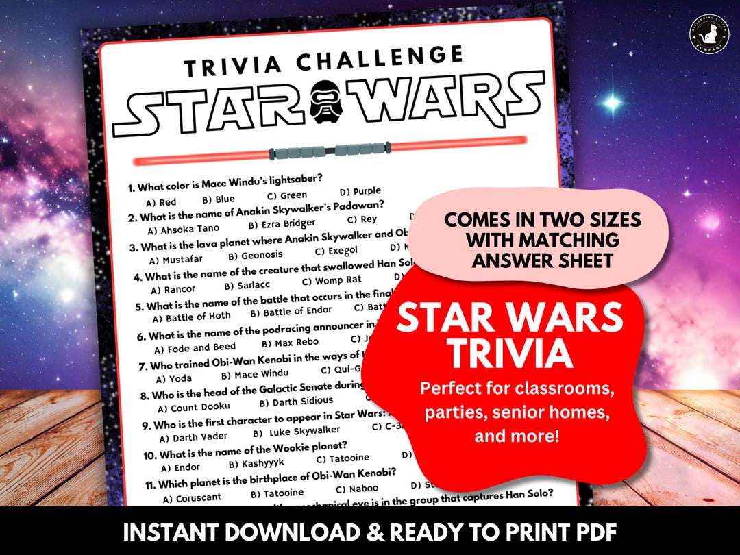 Star Wars Trivia Game With Answers: Printable Questions for May the ...