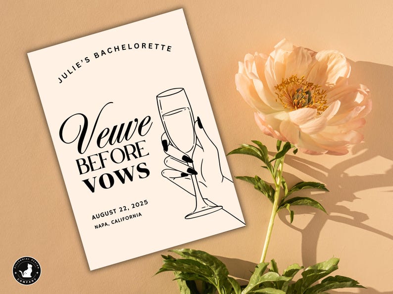 Veuve Before Vows Invitation Itinerary Canva Template | Champagne ...