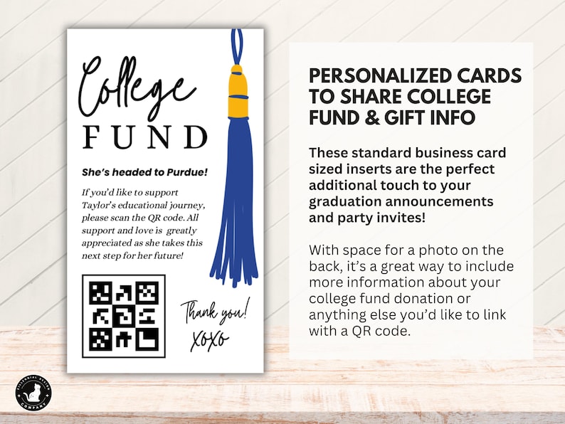 College Fund Card Venmo Graduation QR Code Insert | Printable ...