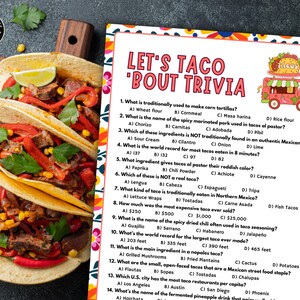 Printable Taco Trivia Game | Fiesta Cinco De Mayo Trivia Questions Kids ...