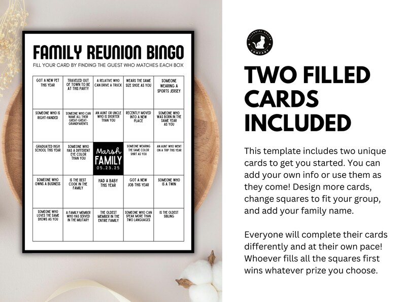 Family Reunion Bingo Game Printable Canva Template | Custom Find the ...
