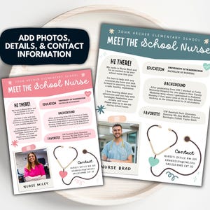 Meet the School Nurse Flyer Printable Canva Template | About Me Back to ...