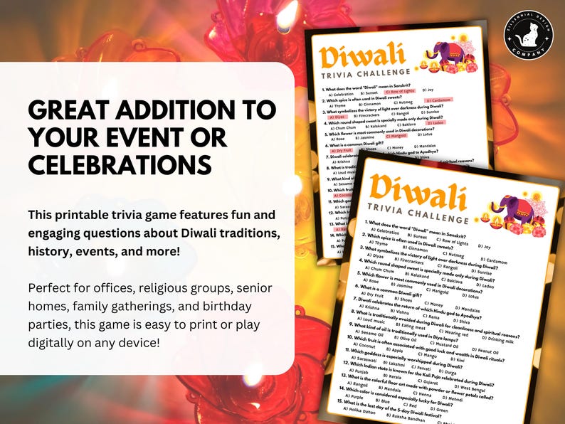 Diwali Trivia Game With Answers: Printable Trivia for Festival of ...