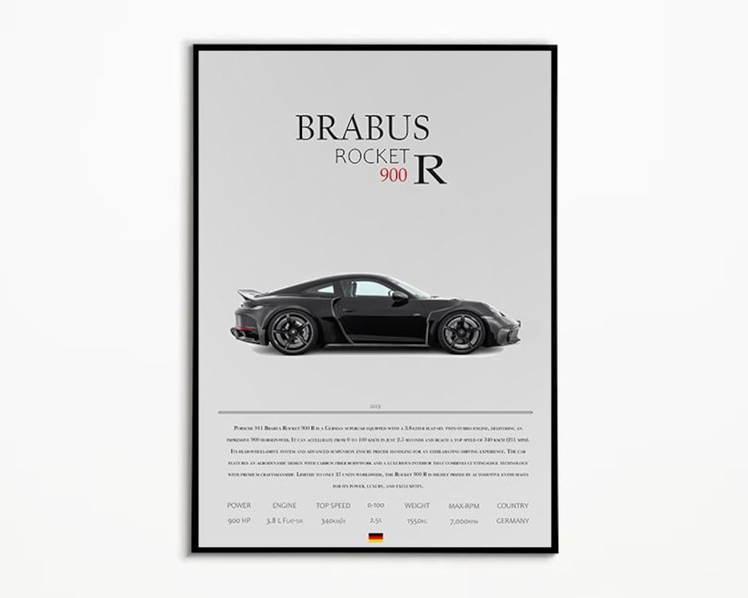 Poster 911 Brabus Rocket 900R Poster Digital Download Hypercar Poster ...