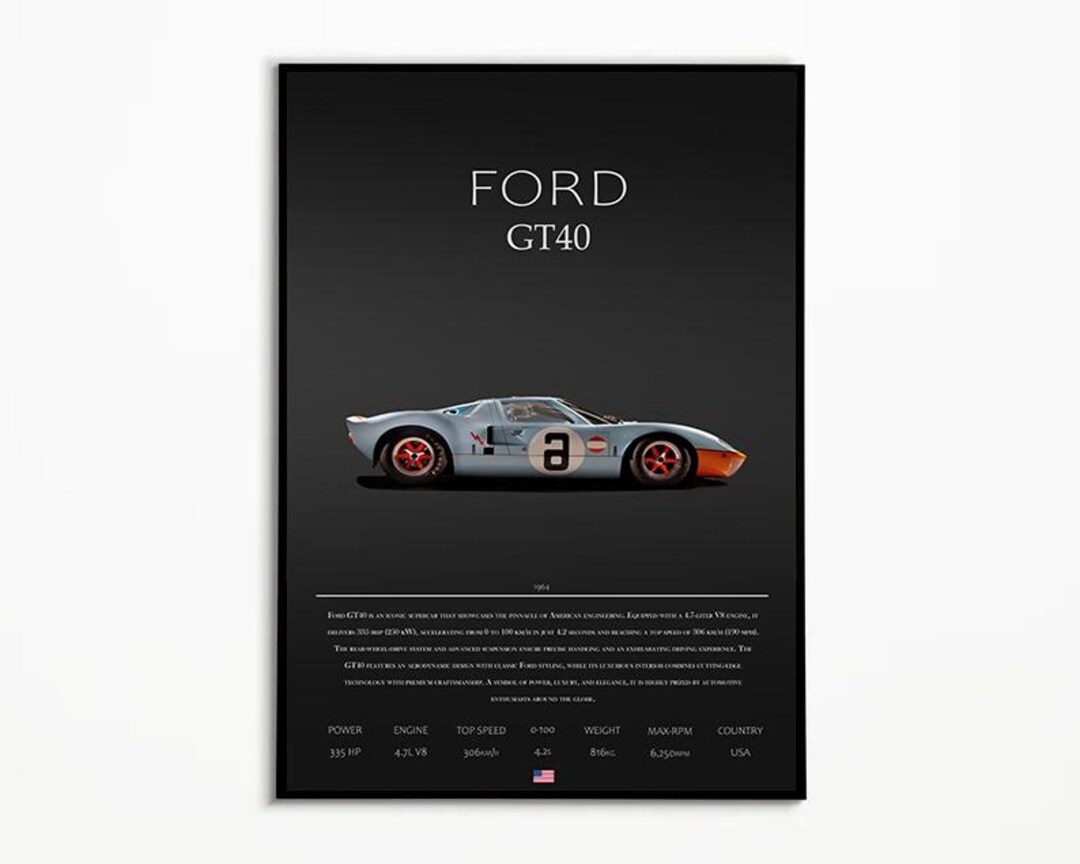 Poster Ford GT40 Poster Digital Download Hypercar Poster Super Car ...