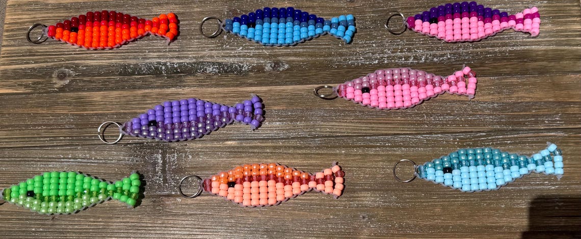 Beaded Fish Keychain Beaded Bag Charm Y2K Retro Trendy Pony Bead Animal ...