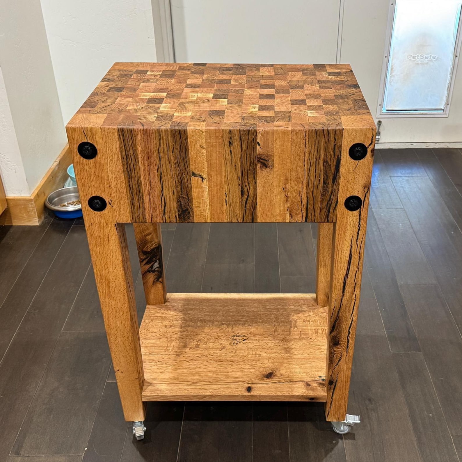 Red Oak Butcher Block Rolling Island - Etsy