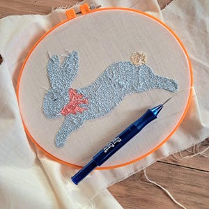 Beginner Punch Needle Pattern - Pastel Rabbit With Bow and Fluffy Tail ...