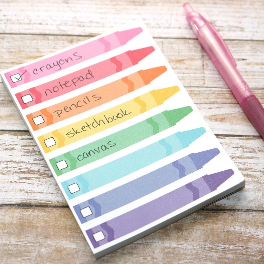 Teacher Appreciation Gift - Notepad Check List Cute Crayon - Preschool ...