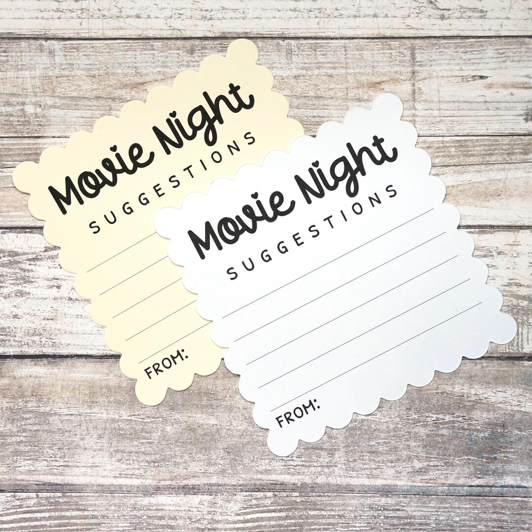 Movie Night Suggestions Cards With Scalloped Square Edges for Film and ...