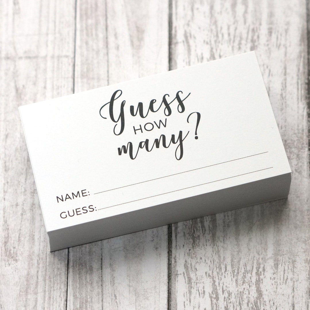 Guess How Many Cards - Guessing Game Card Printed and Shipped to You ...
