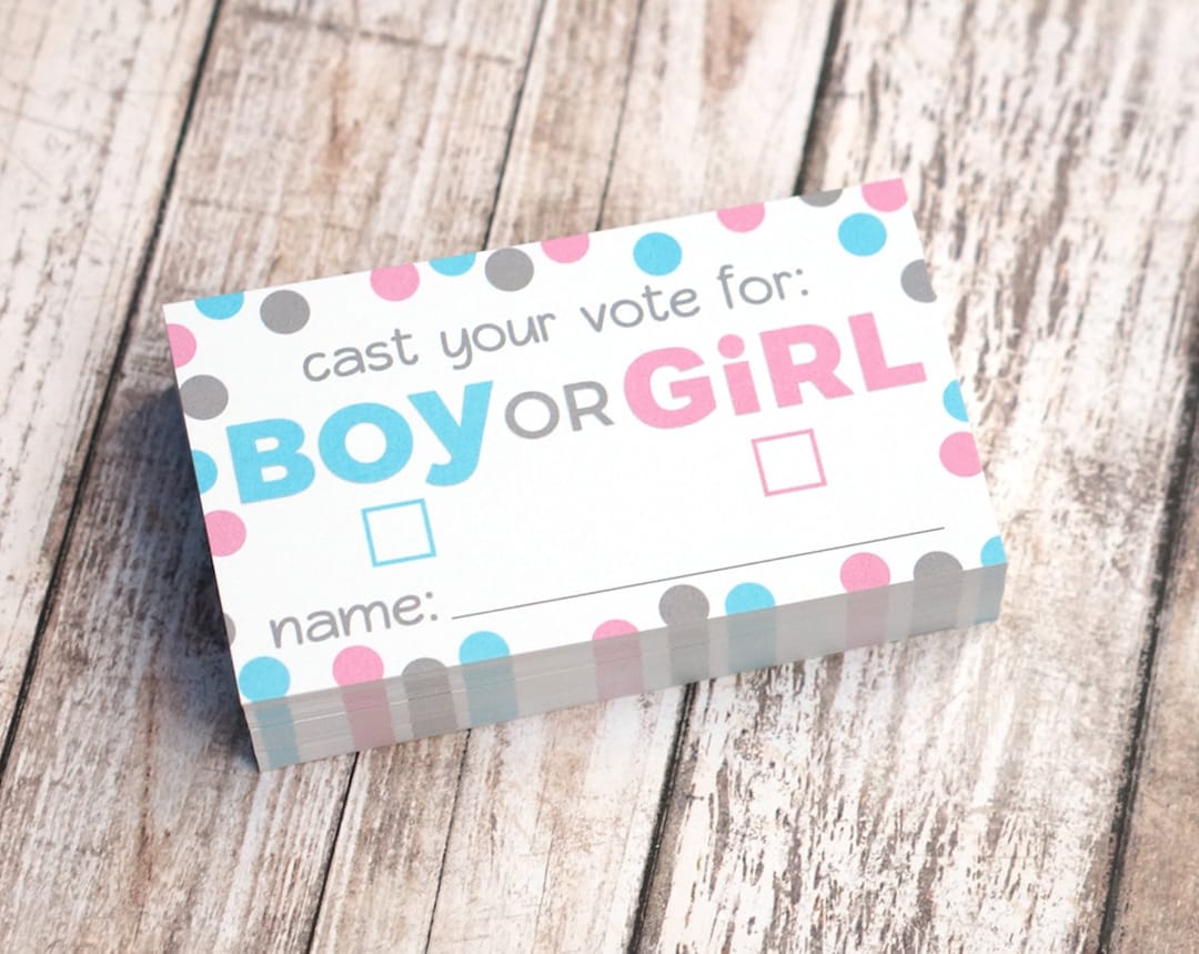 Gender Reveal Game - Girl or Boy Cast Your Vote Cards - Baby Shower ...