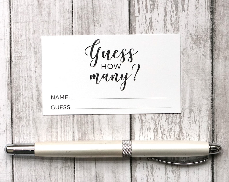 Guess How Many Cards - Guessing Game Card Printed and Shipped to You ...