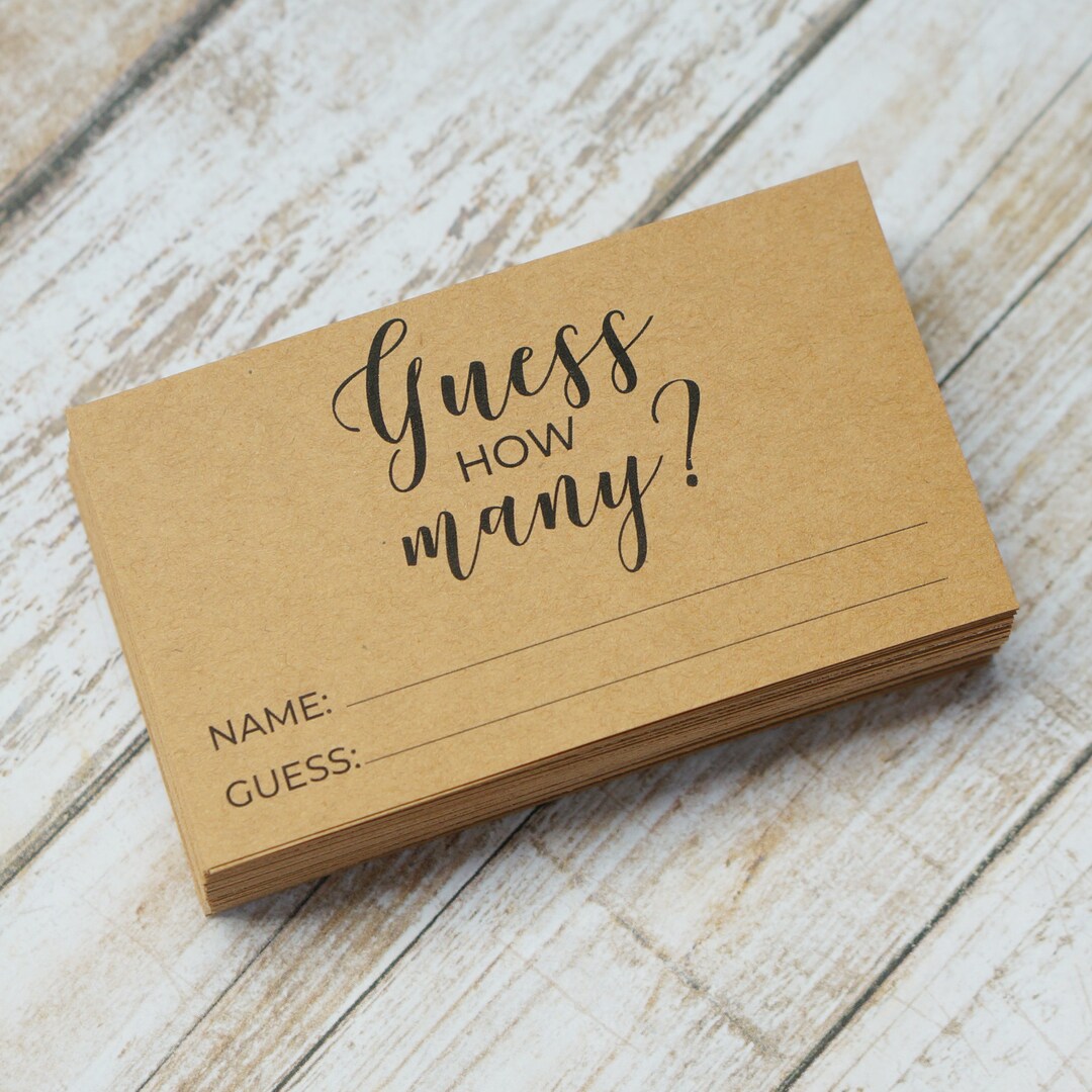 Kraft Brown Guess How Many Cards Guessing Game Card Printed and Shipped ...