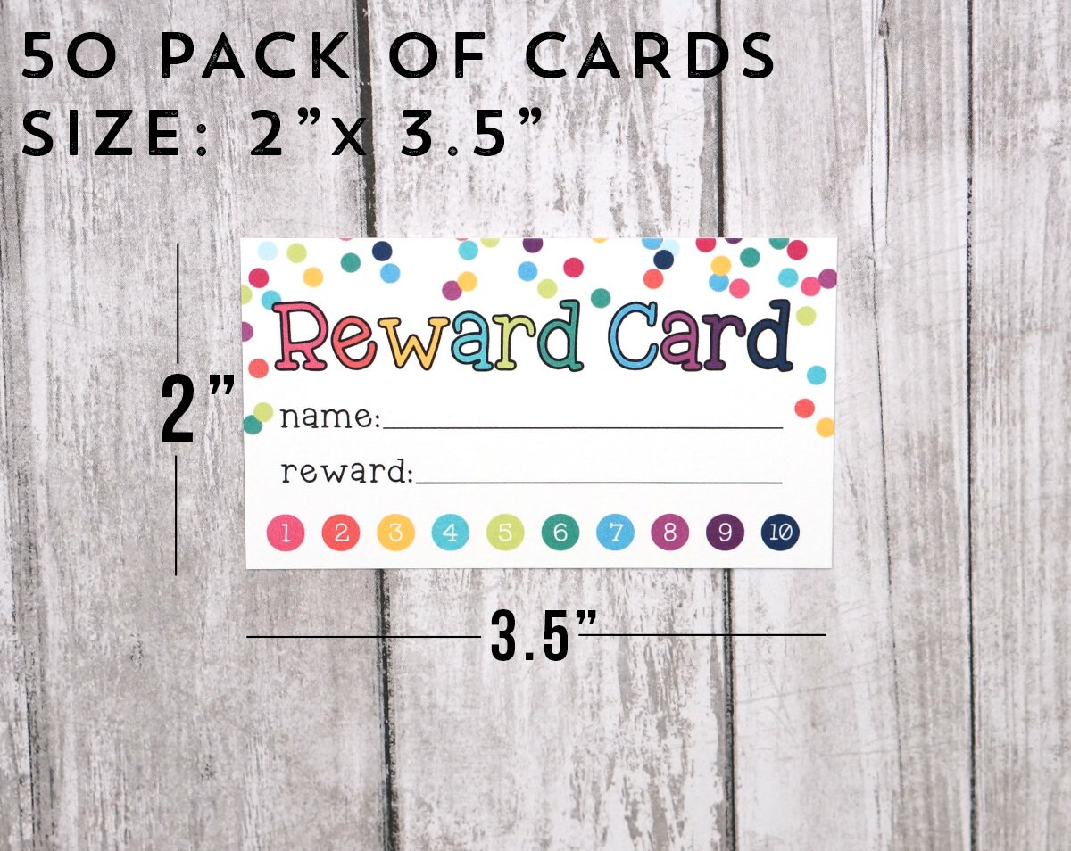 Reward Card for Kids - Punch Card Reward System or Coupon for Rewards ...