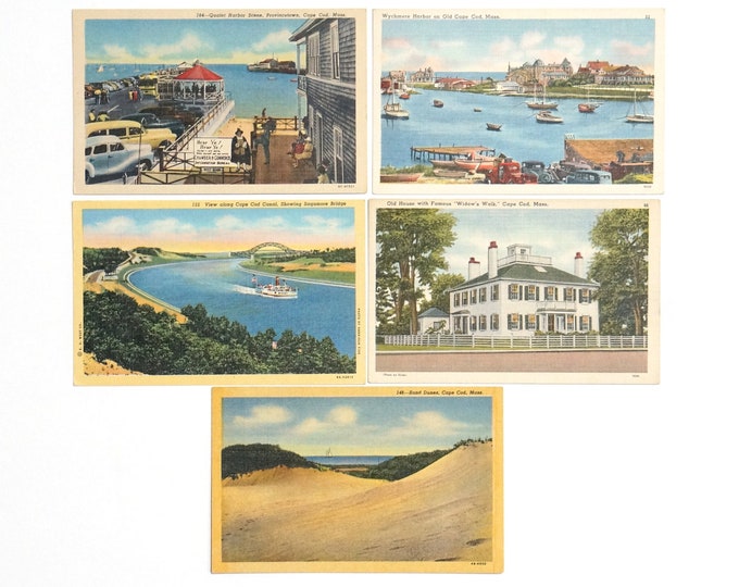Cape Cod MA Postcard SET OF 5 Vintage Post Cards From Massachusetts ...