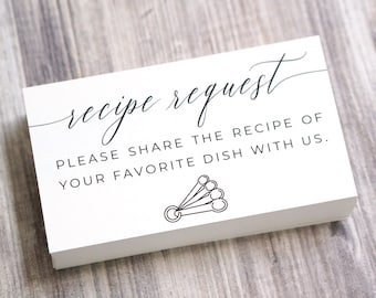 Recipe Request Insert, Matching Recipe Insert, Bridal Shower Party ...