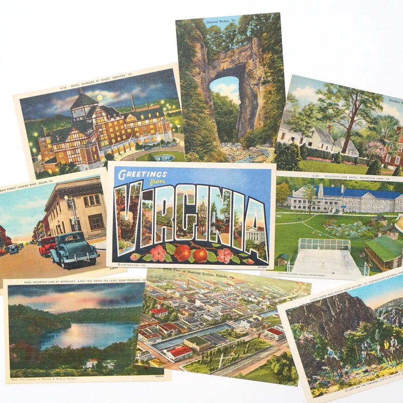 Virginia Postcards - Etsy