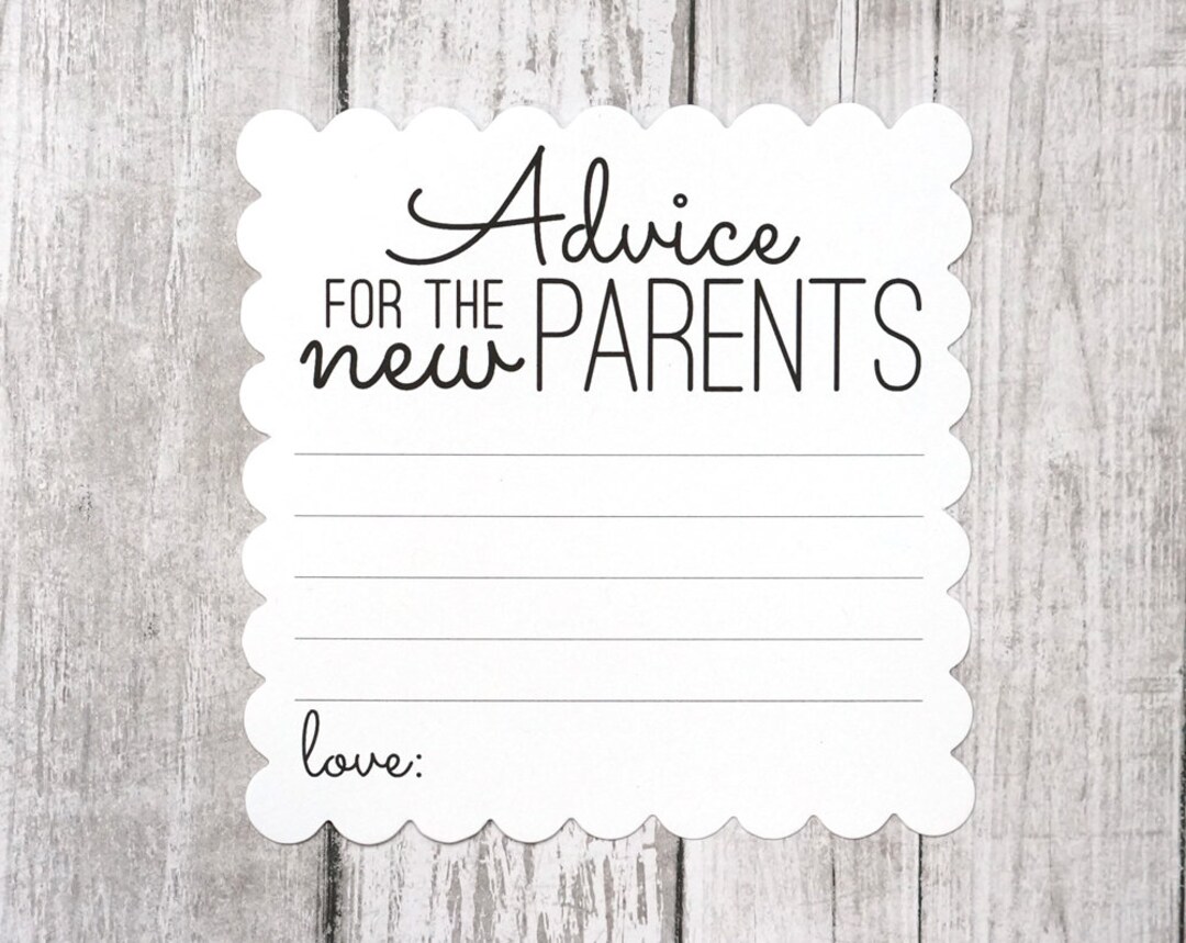 Advice for the New Parents Cards for Baby Showers - White Blue Kraft ...