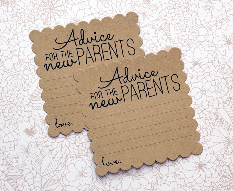Advice for the New Parents Cards for Baby Showers - White Blue Kraft ...