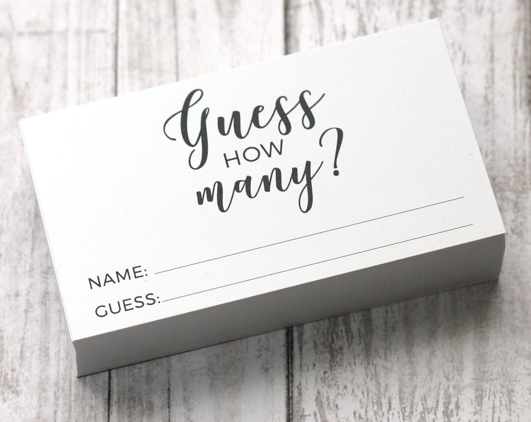 Guess How Many Cards Guessing Game Card Printed and Shipped - Etsy