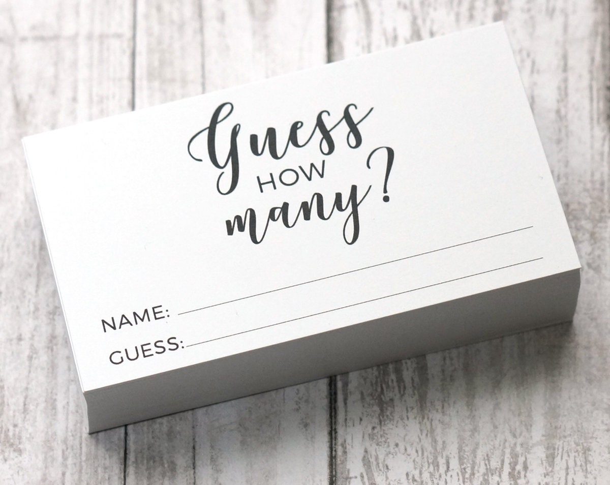 Guess How Many Cards Guessing Game Card Printed and Shipped - Etsy