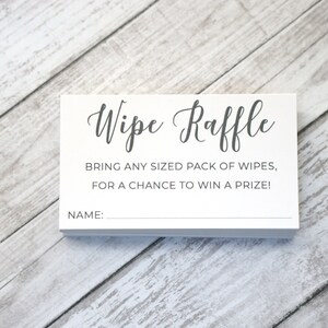 Wipe Raffle Ticket - Printed Card for Baby Shower Requesting Pack of ...