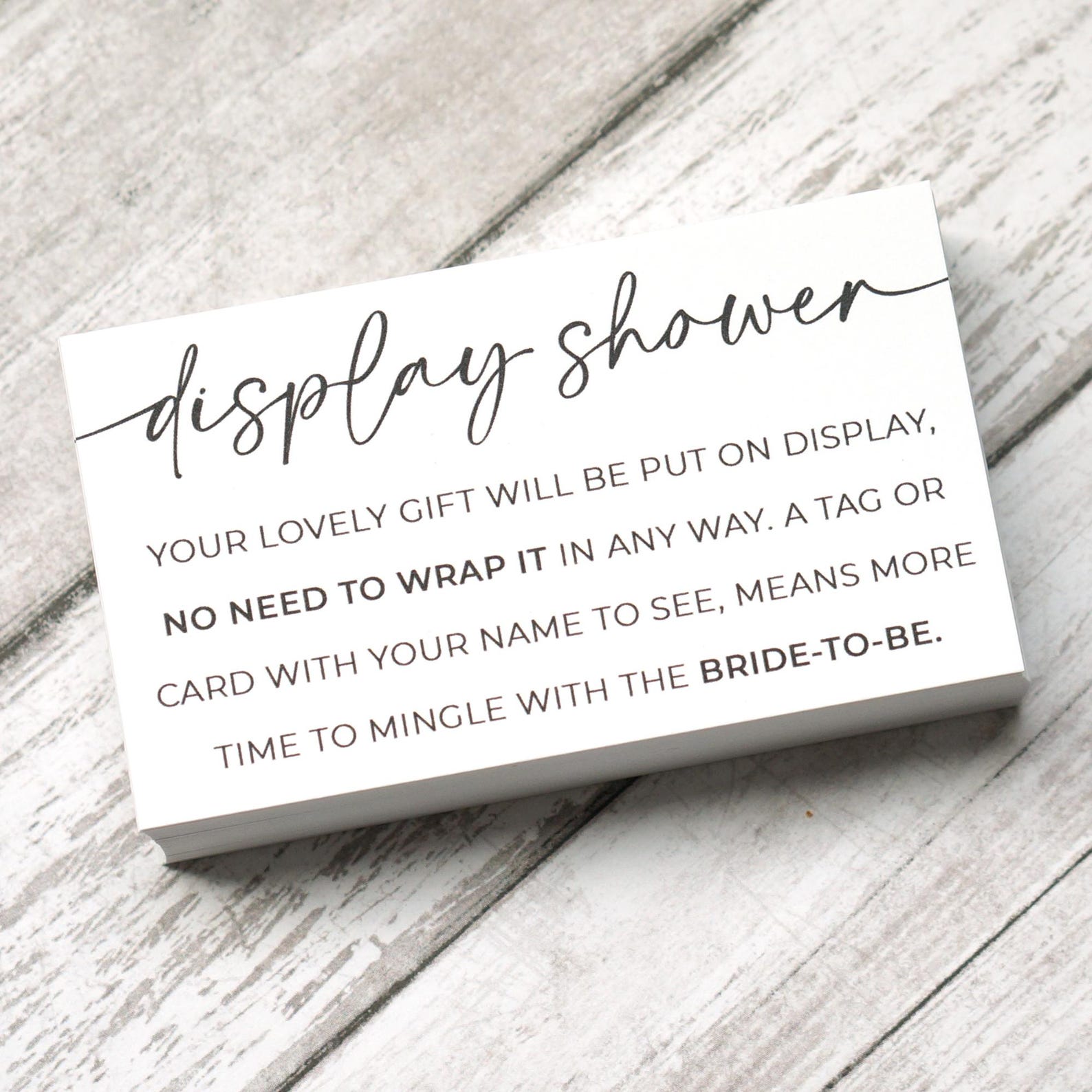Display Bridal Shower Card - Request Unwrapped Gift for Bride to Be ...