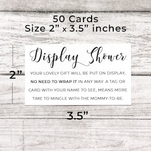 Display Shower Card - Request Unwrapped Gift Insert Cards - Baby Shower ...